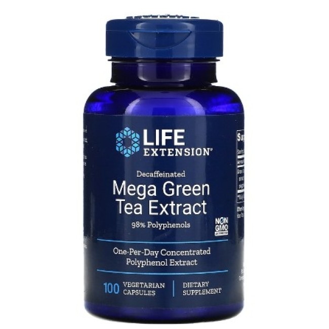 Decaffeinated Mega Green Tea Extract 100 vegetarian capsules LIFE ...